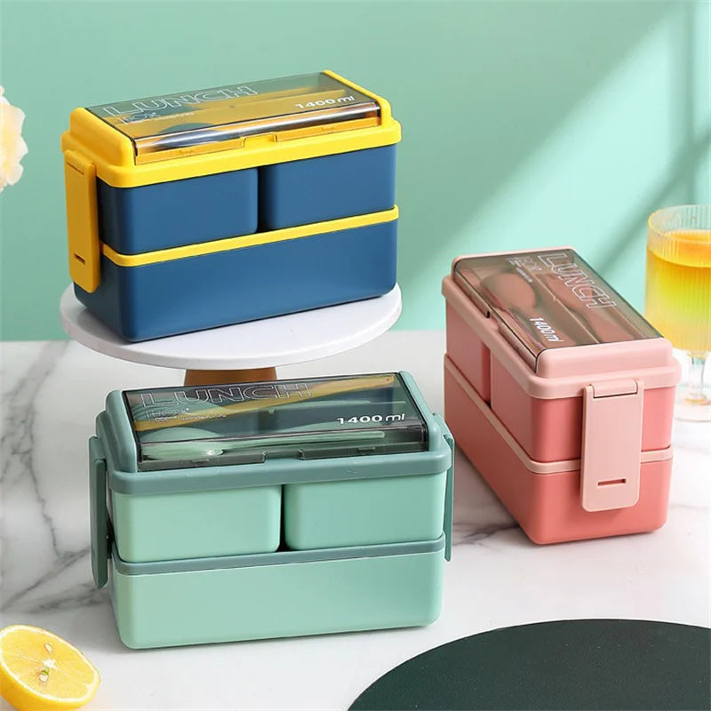 1400ml 2 Layer Plastic Lunch Box – Nanarokom.com