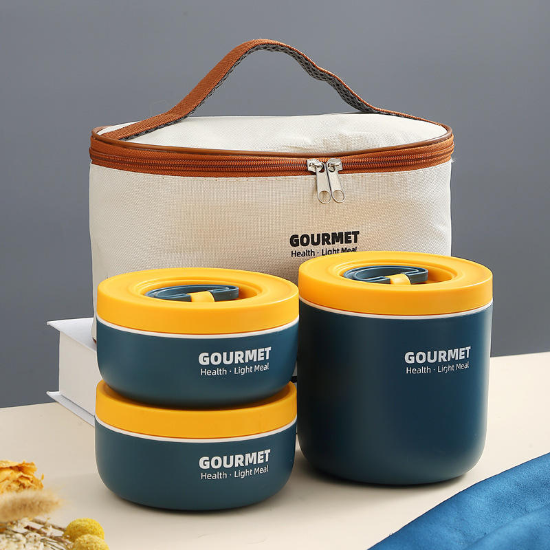 3 Piece Blue Gourmet Stainless Steel Lunch Box With Bag – Nanarokom.com